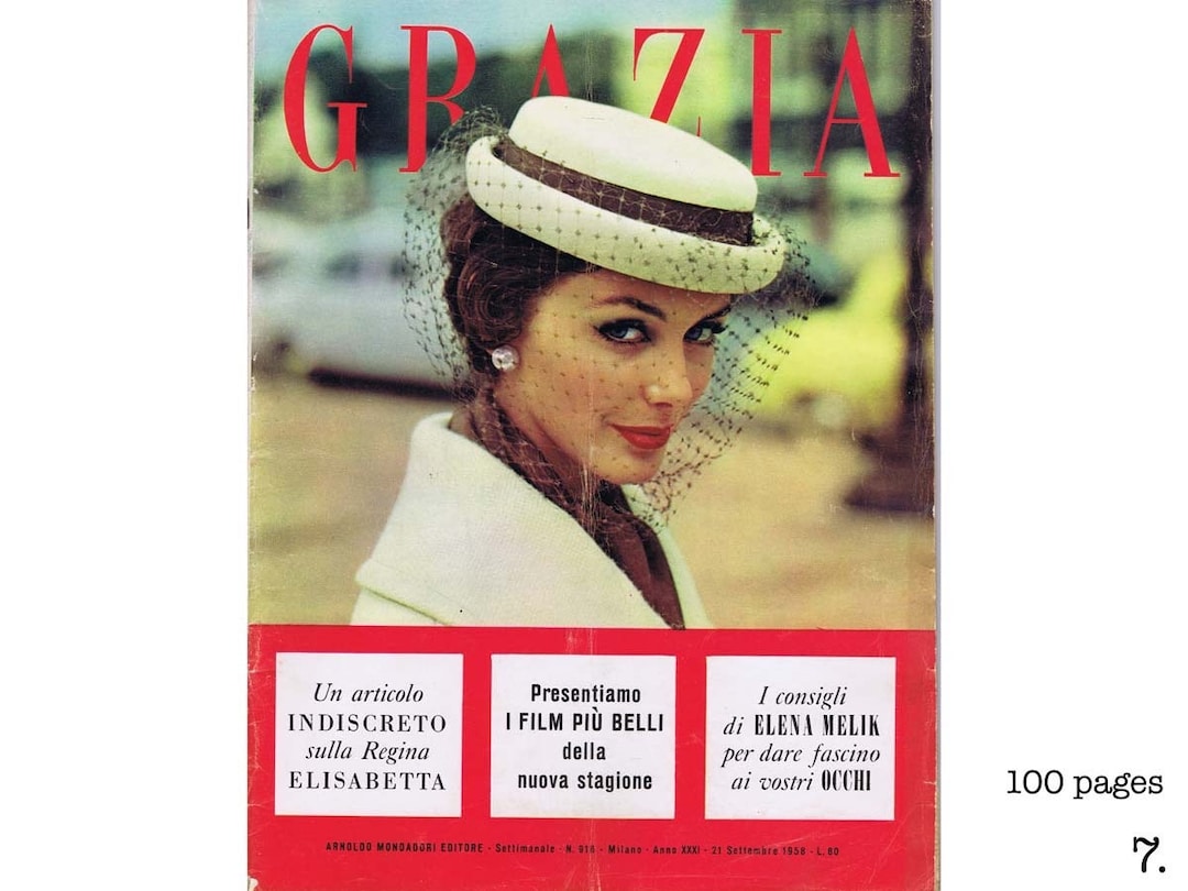 Grazia 1958 Fashion Magazine (italy), 1950s Vintage Magazine, Vintage ...
