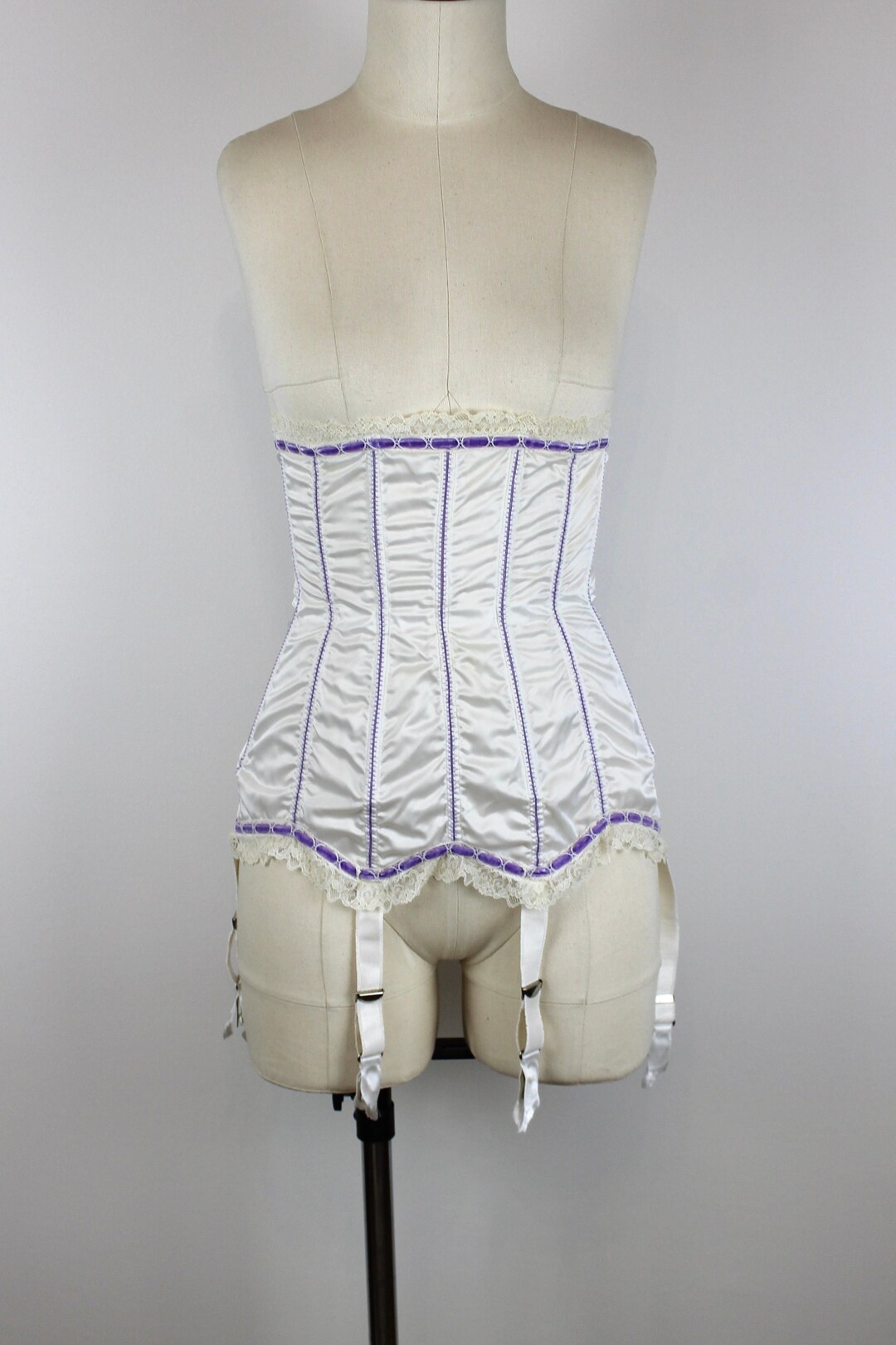1950's Vintage White Girdle With Purple Trim Vintage - Etsy