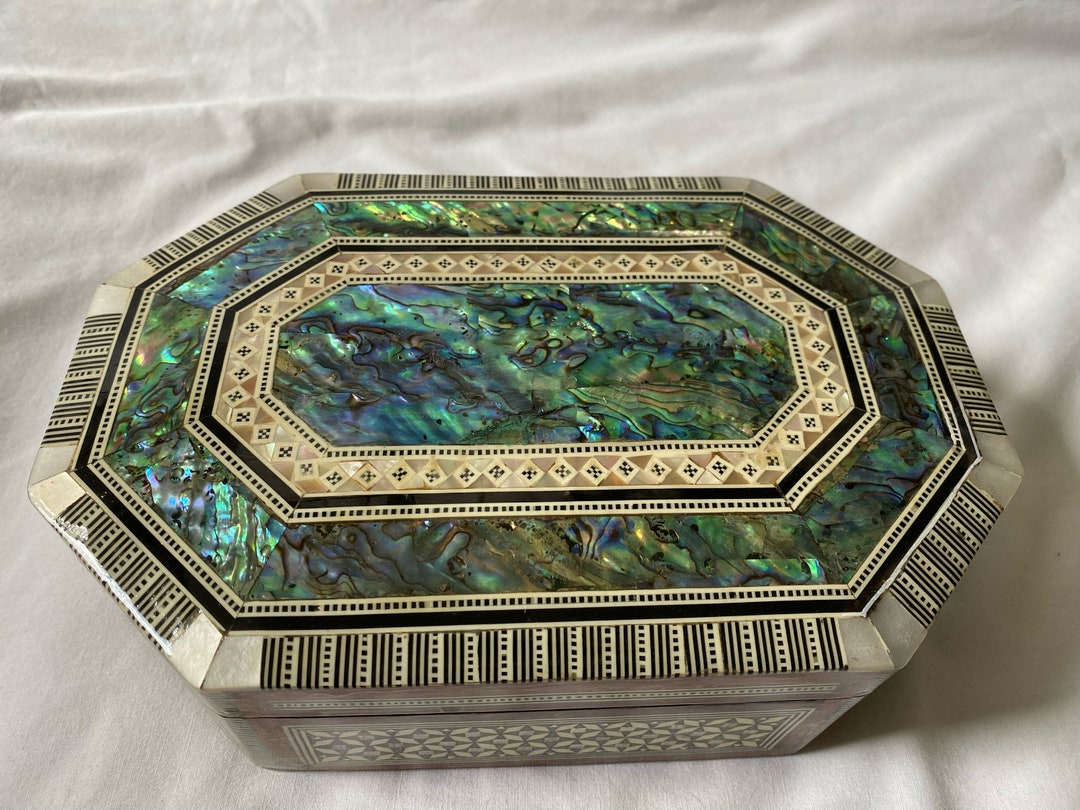 Egyptian Hand Inlaid Mother of Pearl Abalone Paua Shell Beech Wood ...