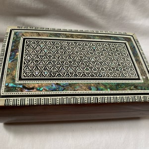 Egyptian Inlaid Paua Shell Mother of Pearl Convex Black/brown Jewelry ...