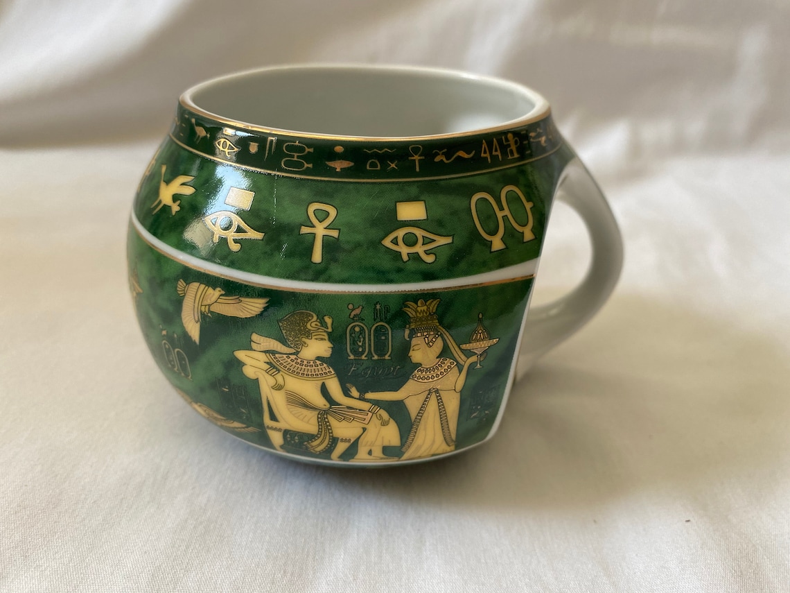 Egyptian Porcelain Mug Collectible Hieroglyphics Queen | Etsy