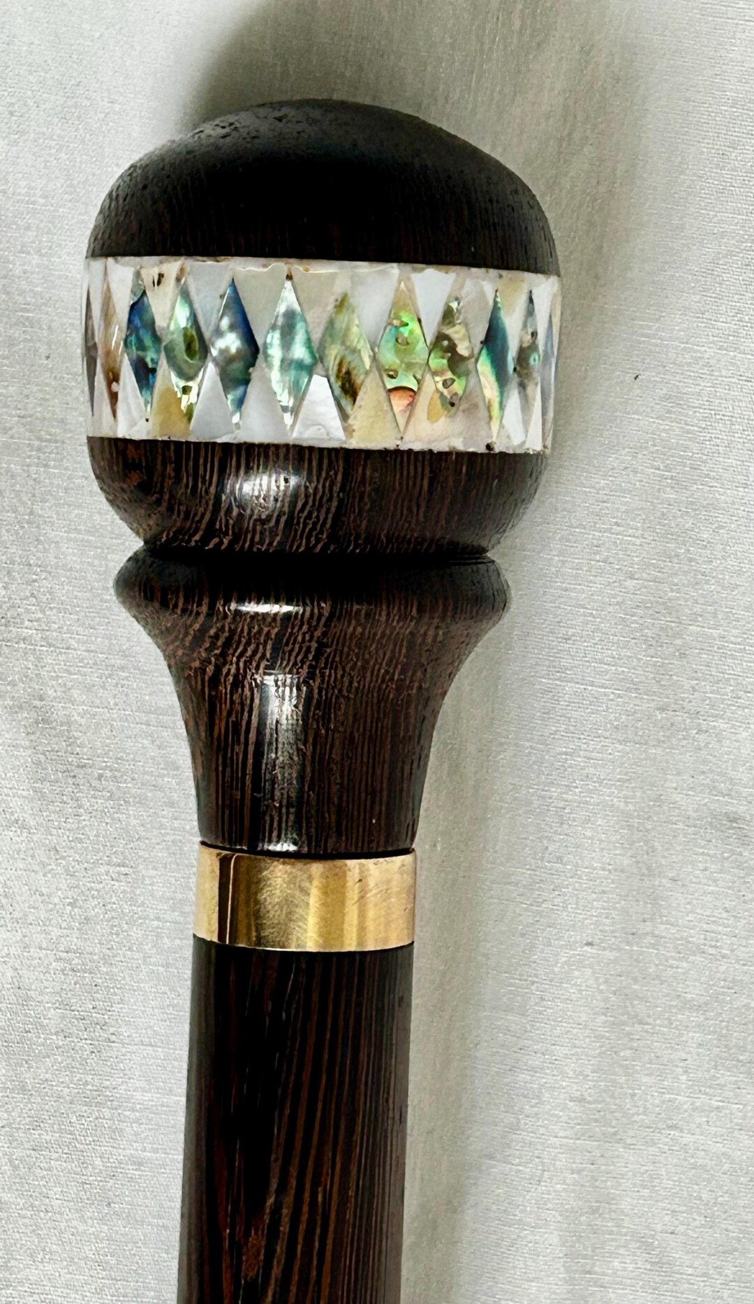 Egyptian Beech Wood Walking Stick Cane With Ball Knob Inlaid Paua Shell ...