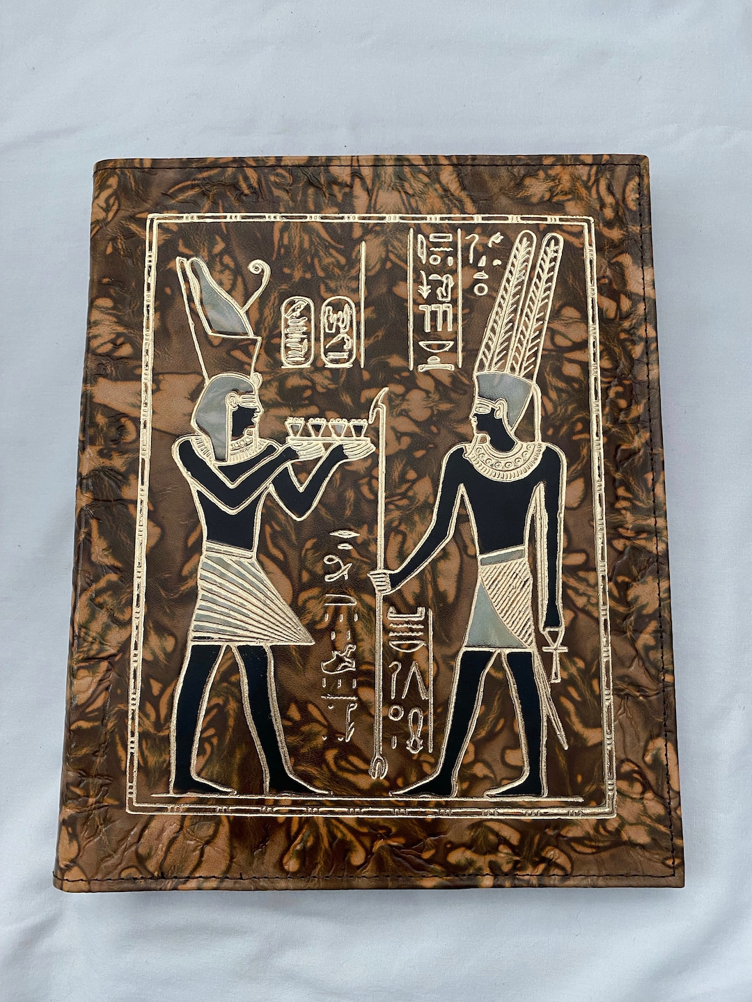 Egyptian Genuine Camel Leather Notebook Embossed King Tut Nefertari ...