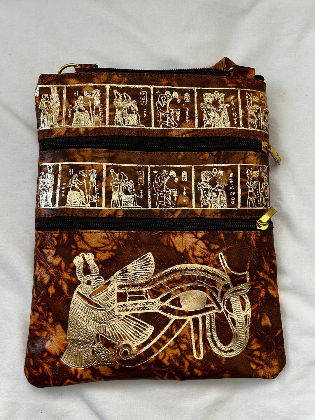 Egyptian Camel Leather Woman Purse Over the Shoulder Bag Long ...