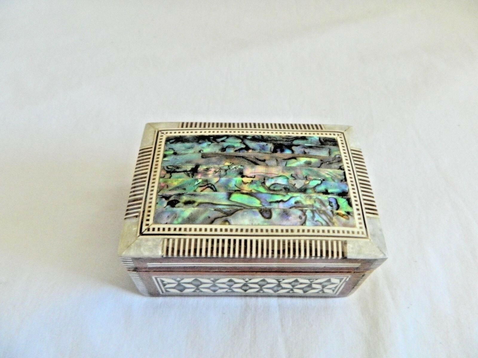 Egyptian Inlaid Wood Handmade Mother of Pearl Paua Shell Jewelry Ring ...