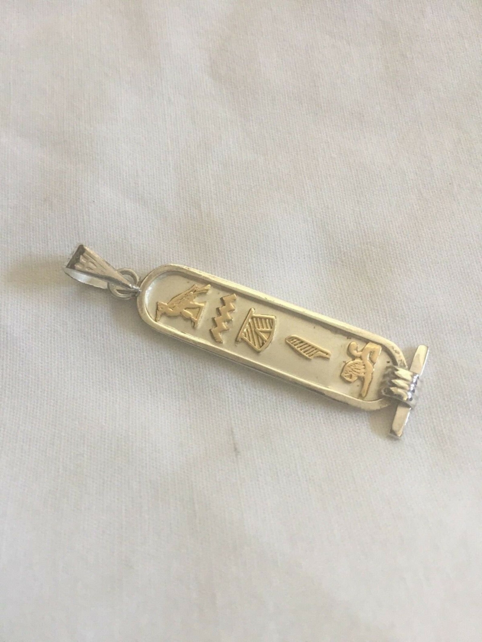 Egyptian Personalized Double Sided Silver With 18K Gold Letters ...
