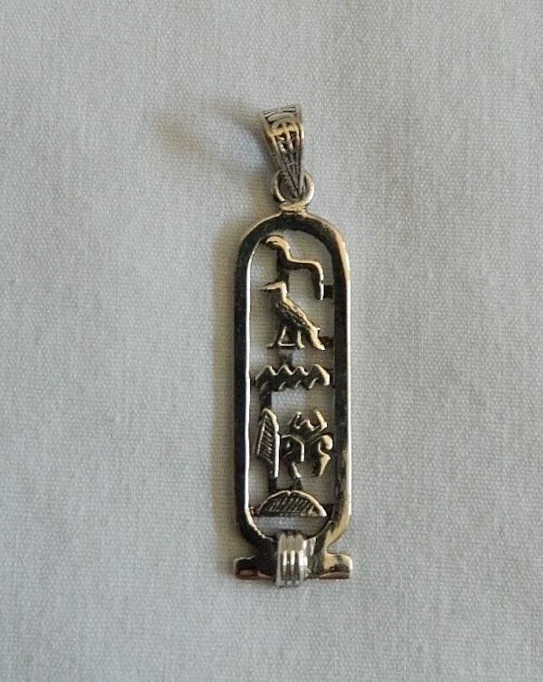 Egyptian Personalized Cut-out Silver Cartouche Arabic or Hieroglyphic 3 ...