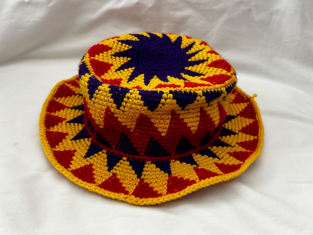 Egyptian Hand Crochet White Black Red Yellow Blue Hat Cotton Men ...