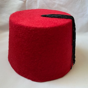 Egyptian Turkish Red Fez Tarboush Hat Black Tassel 22.5" and Red Fez ...