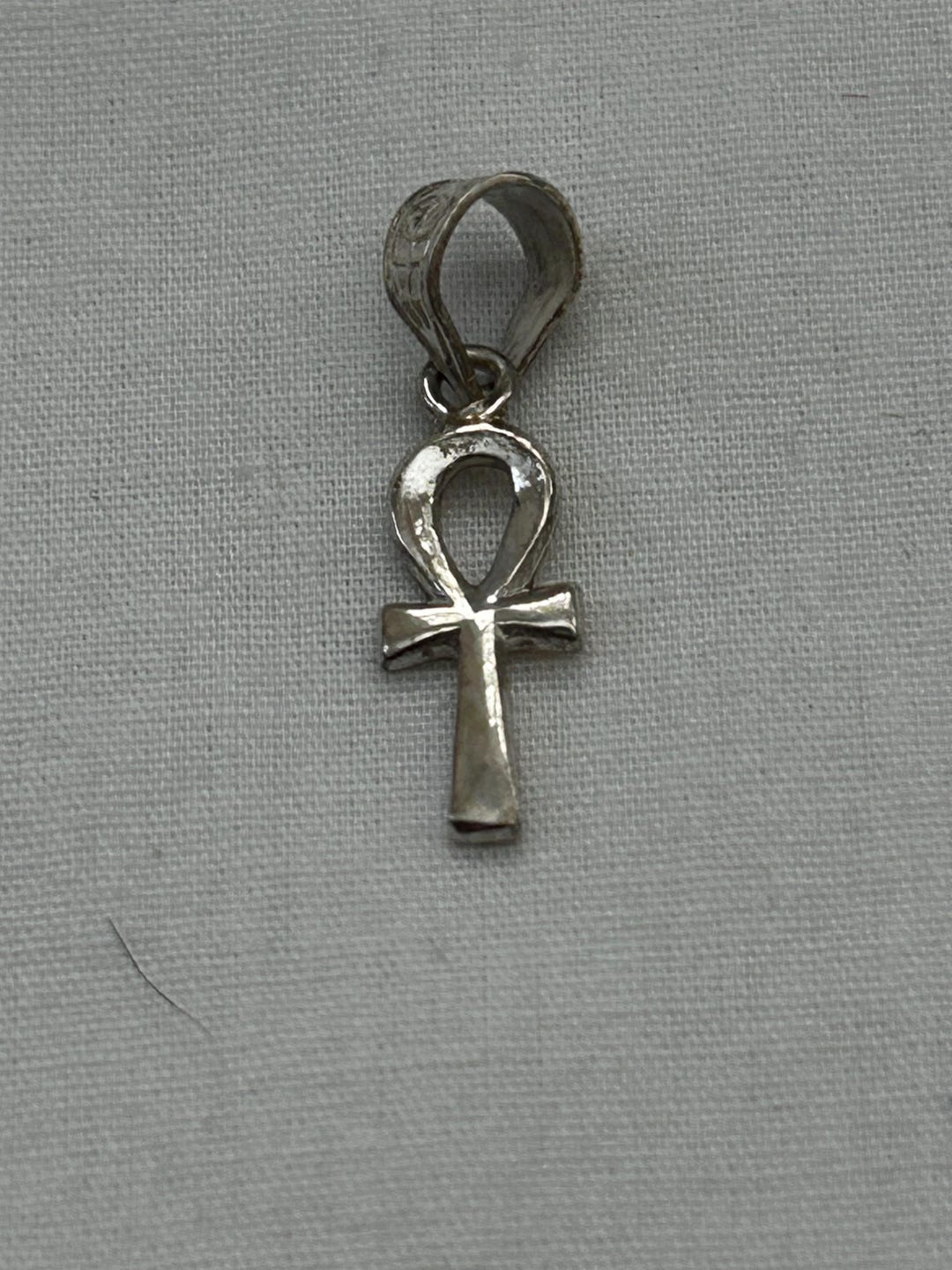 Egyptian Ankh Silver Pendant With Hieroglyphics Hook 0.8" Long With ...