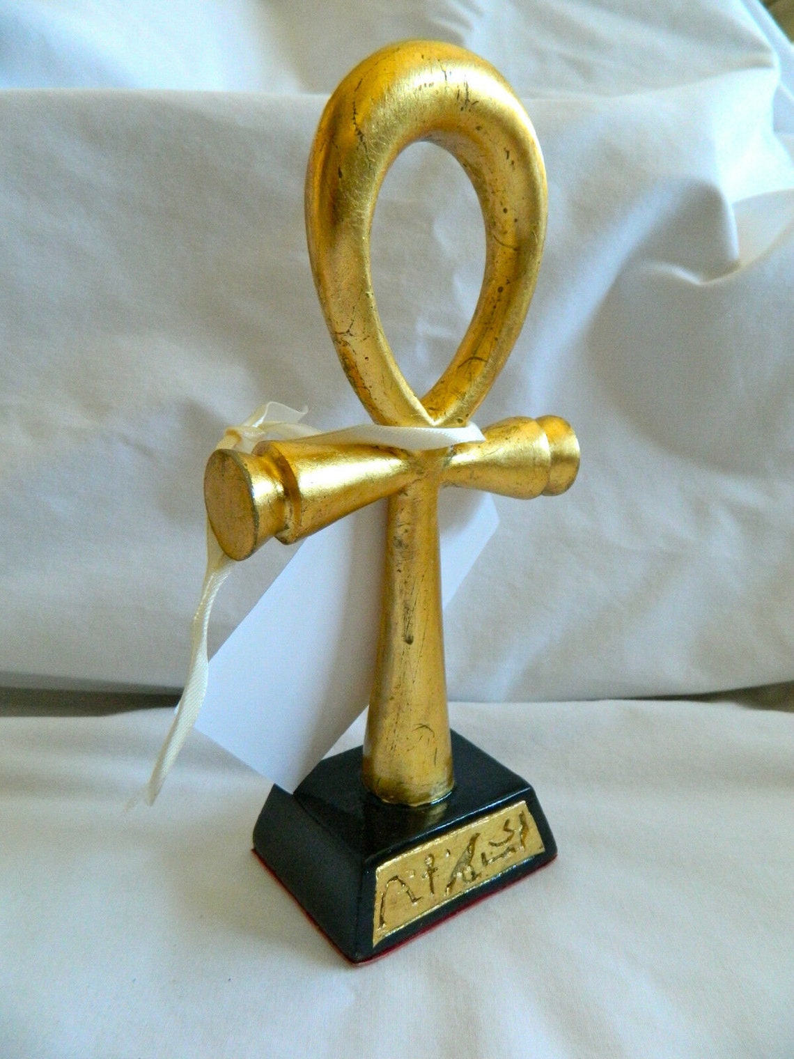 Egyptian Resin Ankh Statue Gold Leaf on Black Base 7.25 | Etsy