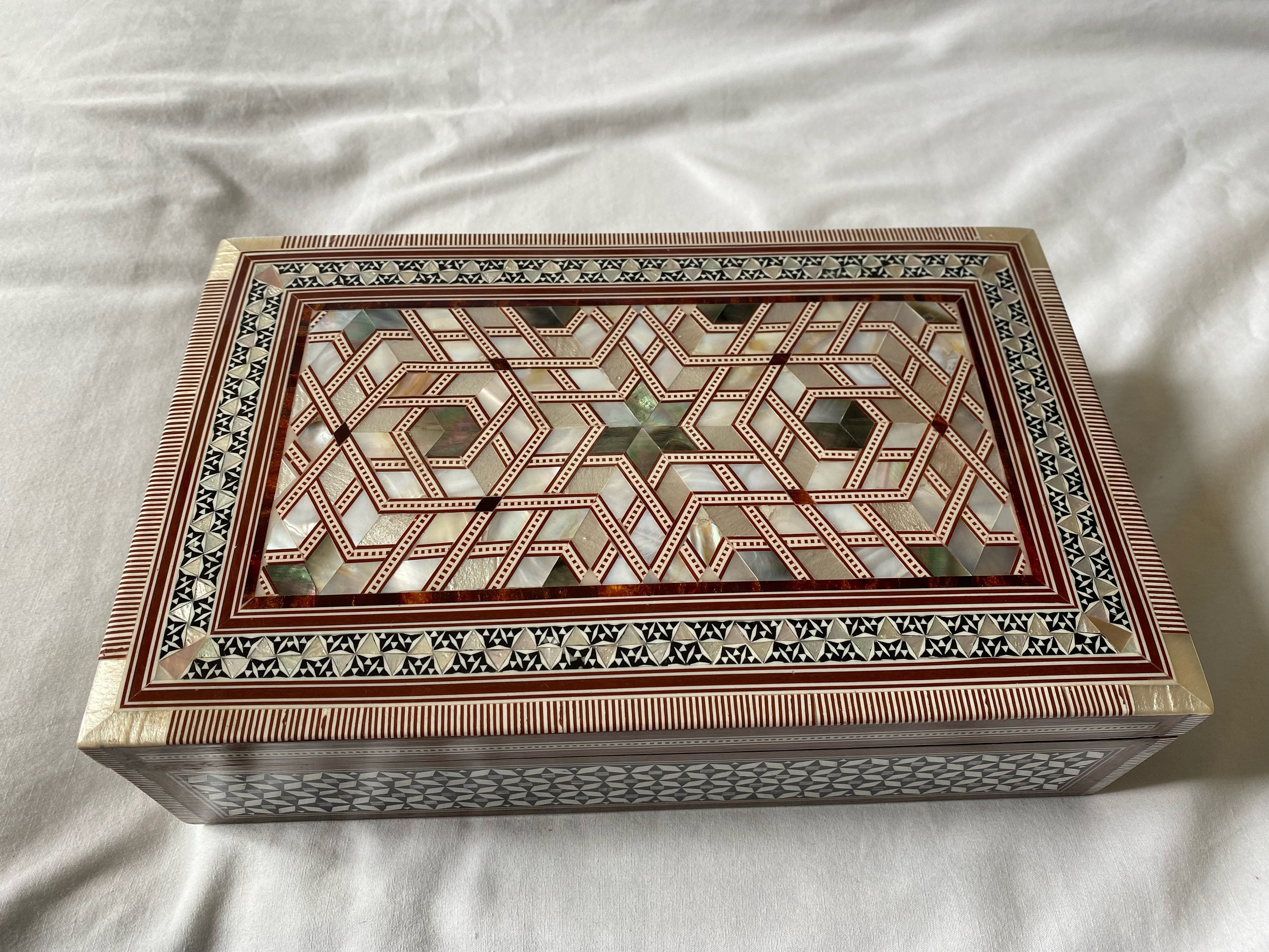 Egyptian Mother of Pearl Paua Shell Handmade Beech Wood Inlaid Jewelry ...