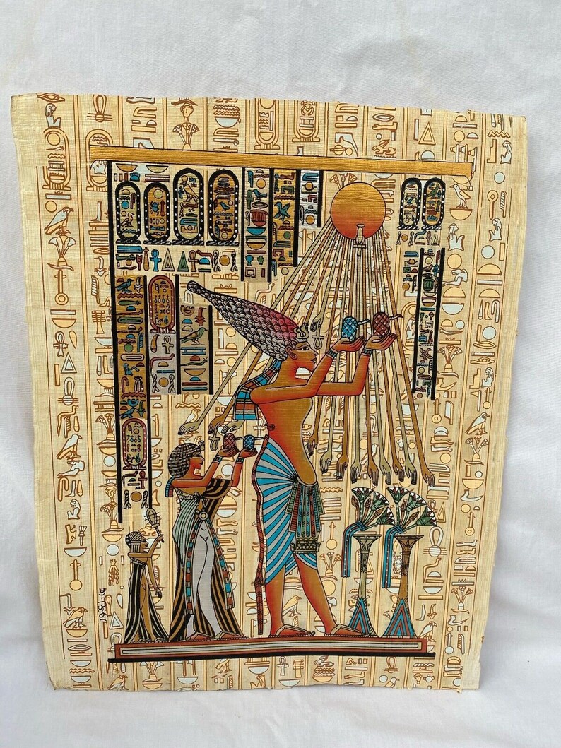 Egyptian Papyrus Painting Paper With Hieroglyphics Background King Tut ...