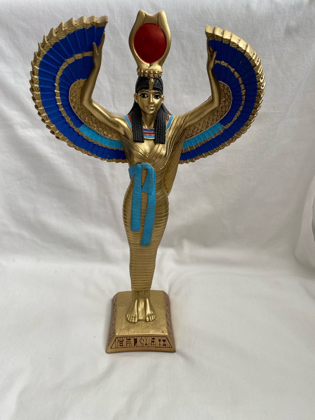 Egyptian Winged Goddess Isis Statue Resin Gold Multi-color 12.25" # 504 ...