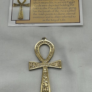 Egyptian Brass Ankh Key of Life Engraved Hieroglyphics Pendant 2.75" - Etsy