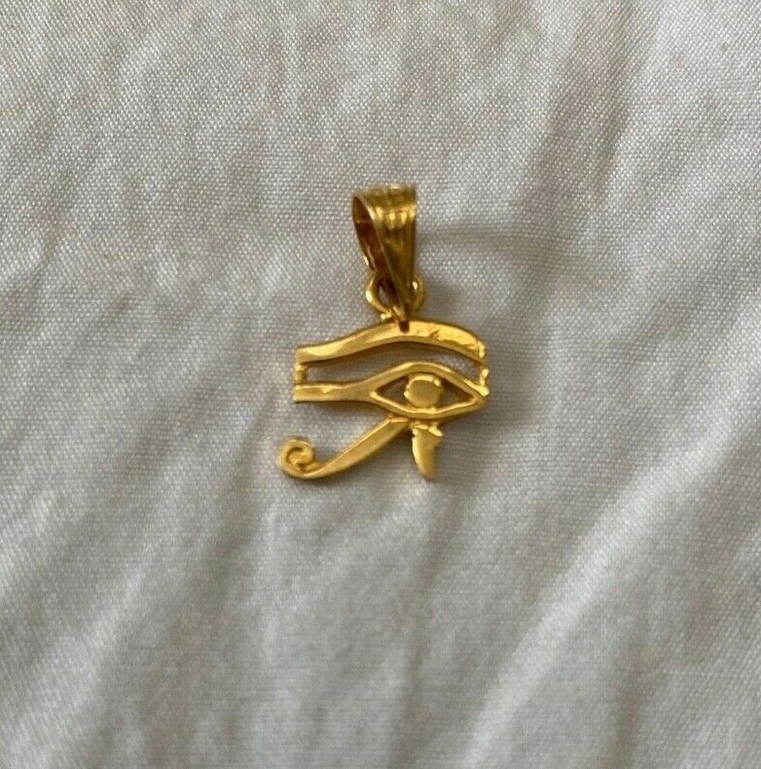 Egyptian Eye of RA 18K Yellow Gold Pendant 0.5" Wide Very Unique #23 ...