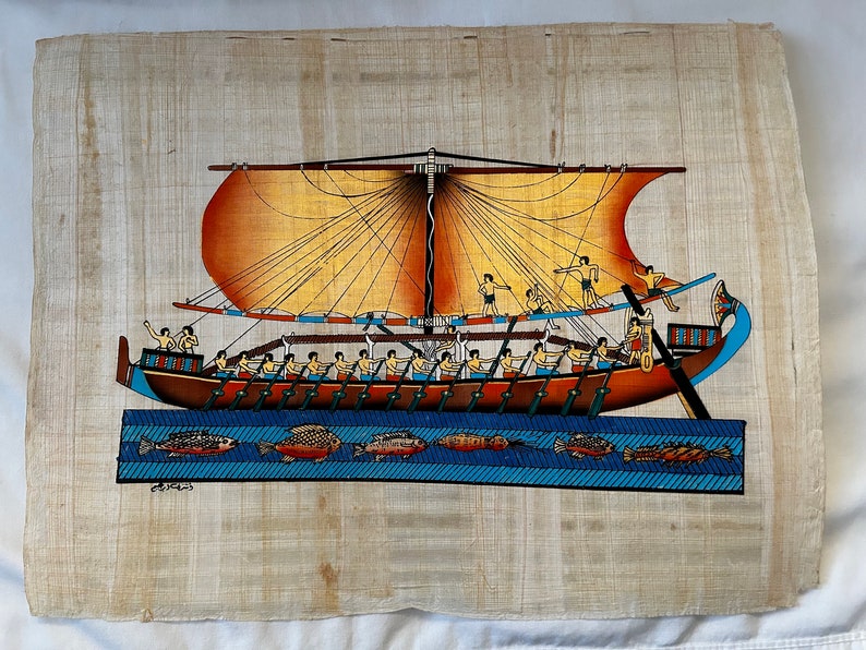 Egyptian Papyrus Painting Paper 13" X 17" King Tut Sarcophagus, Sun ...