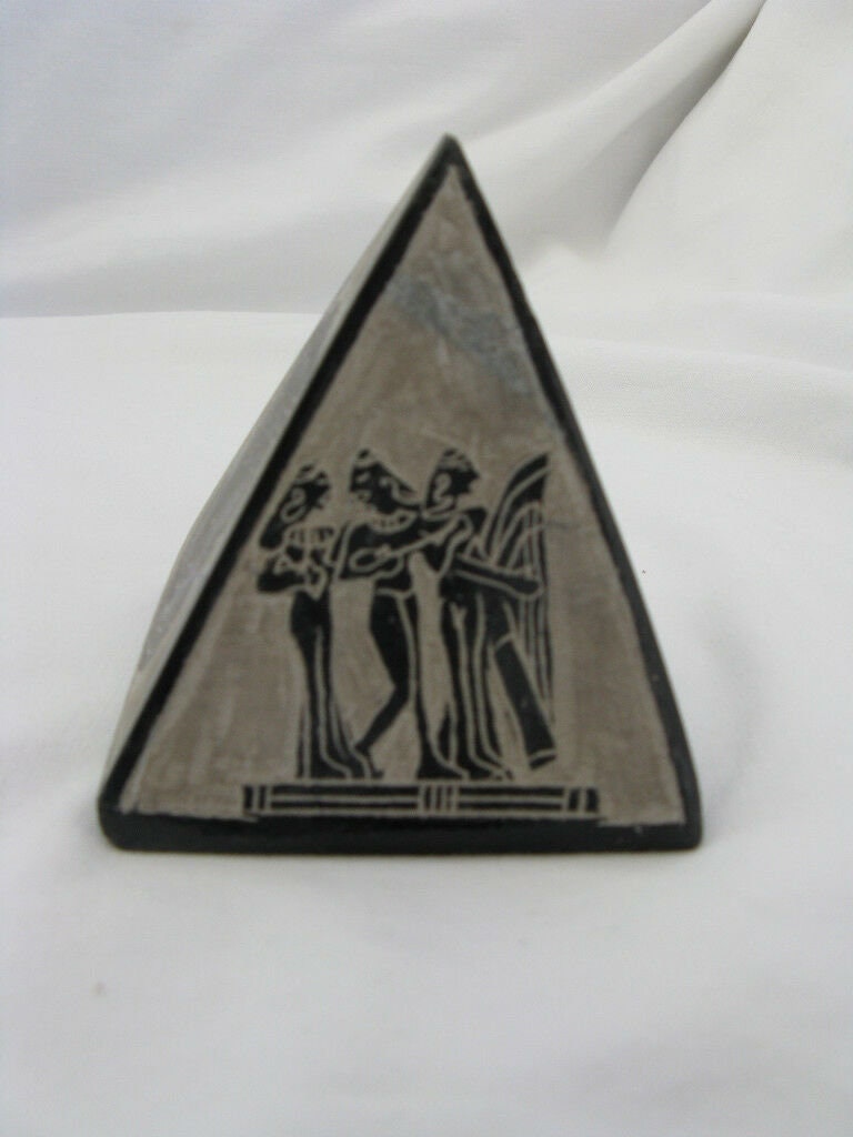 Egyptian Basalt Stone Pyramid Set Handmade Horus Nefertiti Anubis 1.5 ...