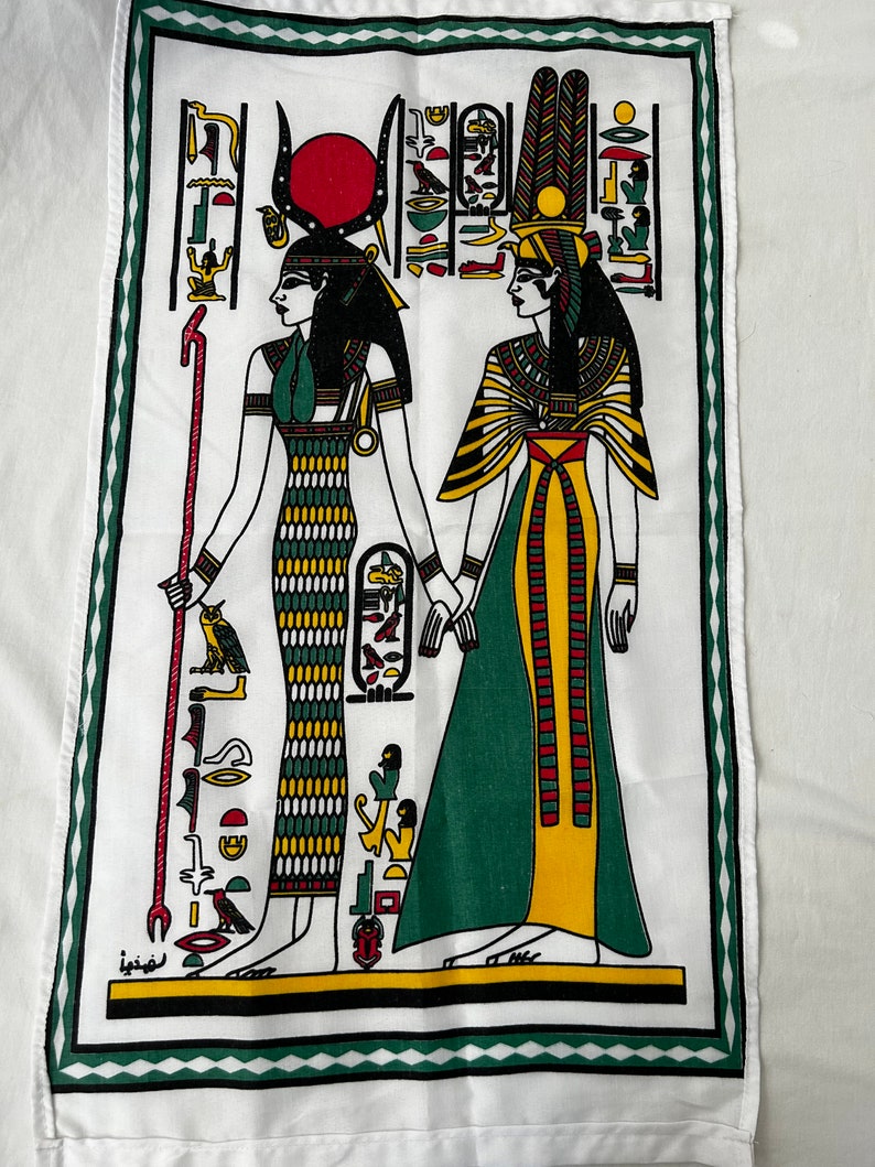 Egyptian Hand Cotton Wall Hanging Table Cloth Isis Leading Queen ...