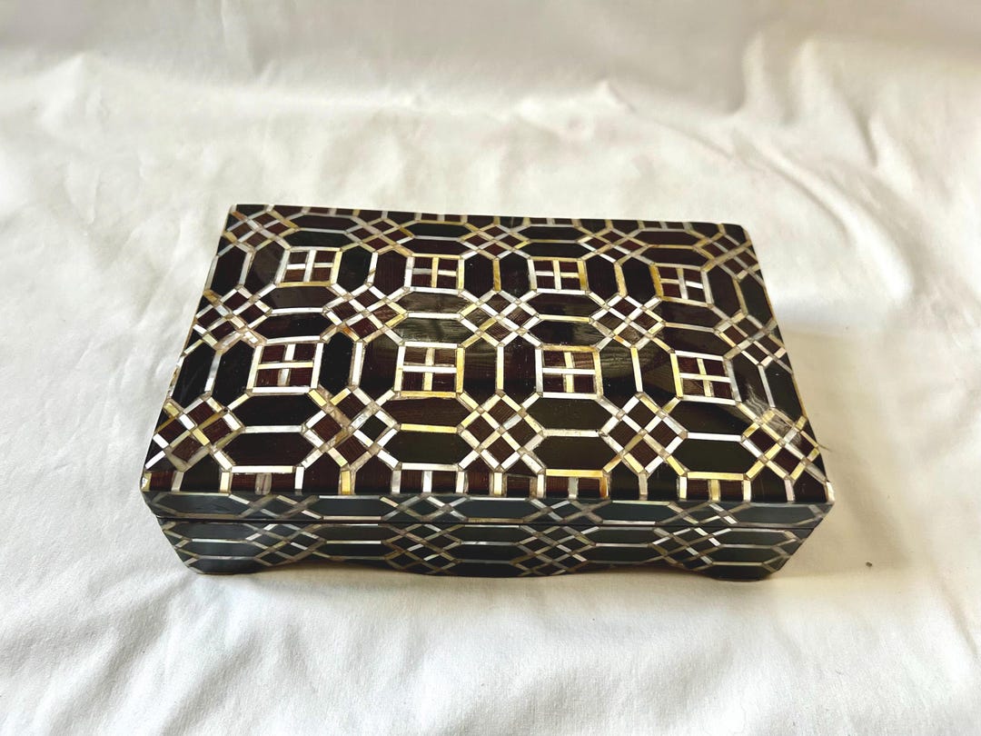 Egyptian Mother of Pearl Paua Shell Inlaid Beech Wood Handmade Stripped ...