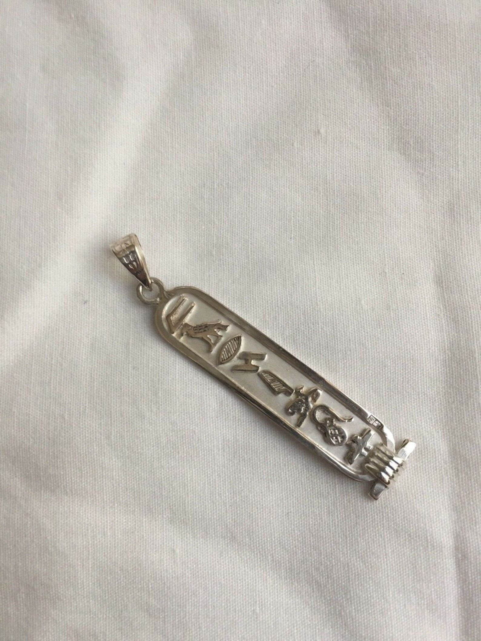 Egyptian Personalized Name Silver Solid One Sided Cartouche in ...