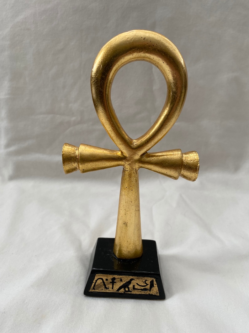Egyptian Resin Ankh Statue Gold Leaf on Black Base 7.25 - Etsy