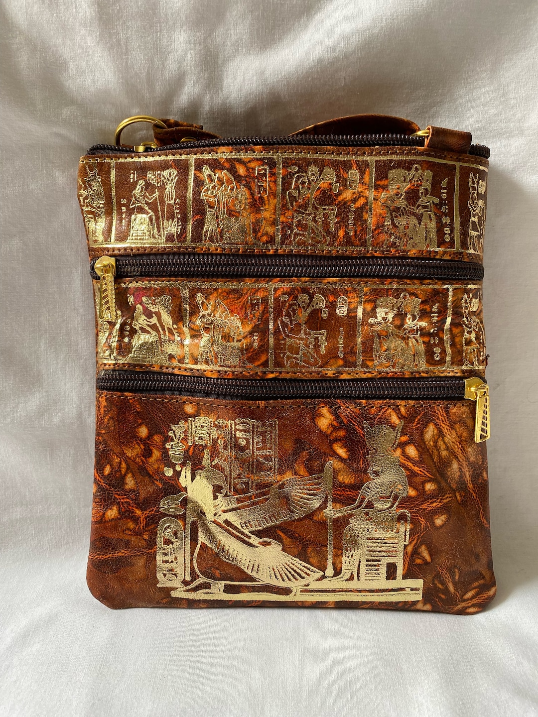Egyptian Camel Leather Woman Purse Over the Shoulder Bag Long ...