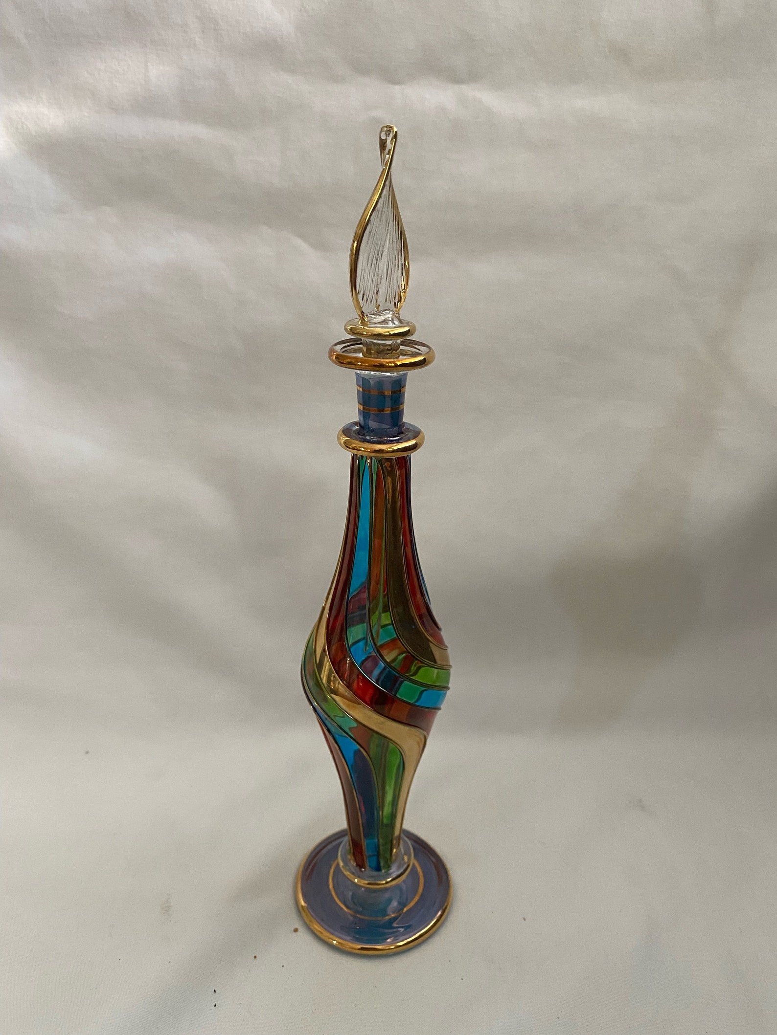 Egyptian Glass Gold Accent Perfume Bottle Mouth Blown Red Blue - Etsy