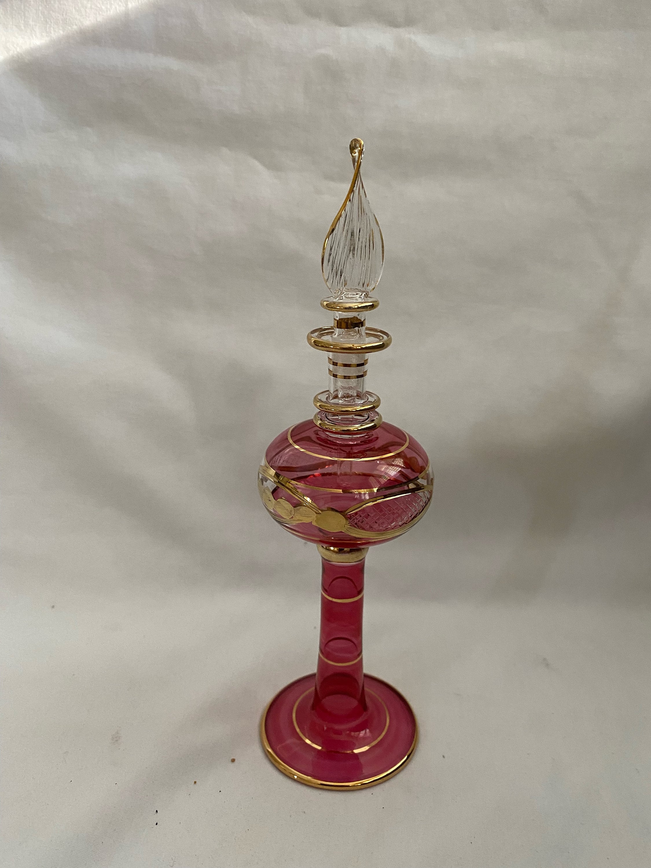 Egyptian Glass Gold Accent Perfume Bottle Mouth Blown Red Blue - Etsy
