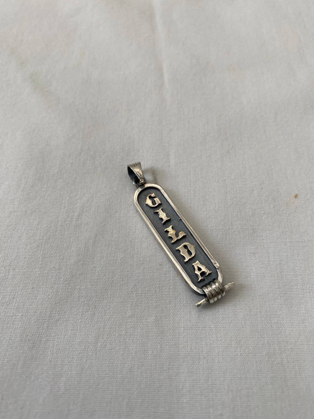 Egyptian Personalized Double Sided Sterling Silver Oxidized Cartouche ...