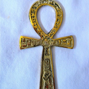 Egyptian Brass Ankh Engraved Hieroglyphics Handmade Wall Pendant 5.5 ...