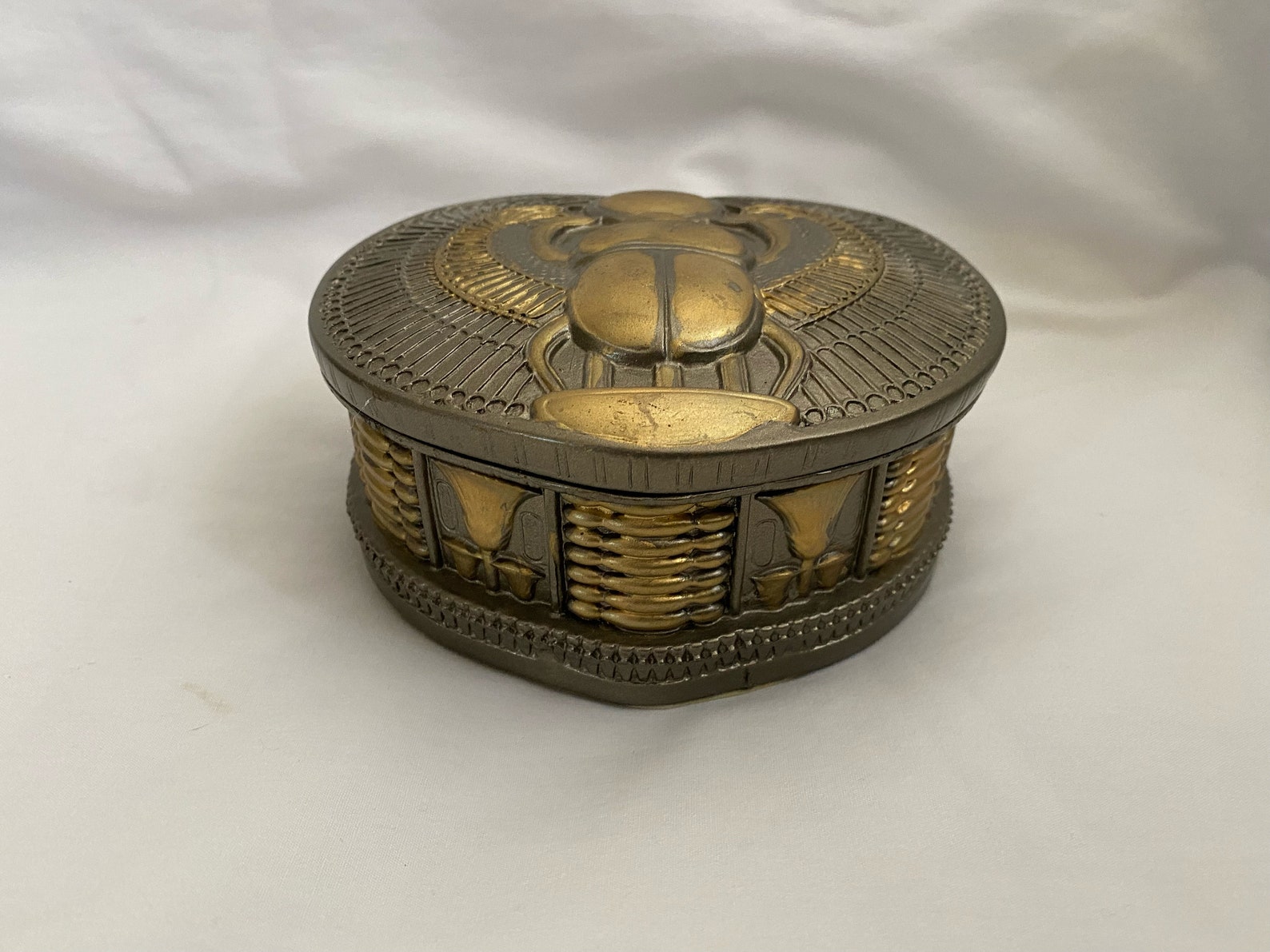 Egyptian Scarab good Luck Resin Jewelry Box Bronze - Etsy