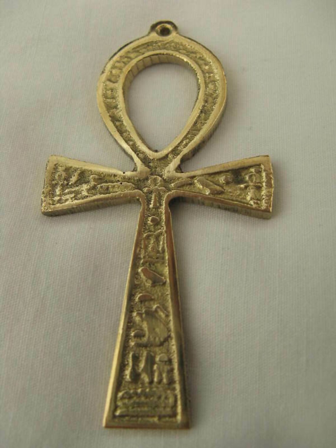 Egyptian Brass Ankh Key of Life Engraved Hieroglyphics Pendant - Etsy