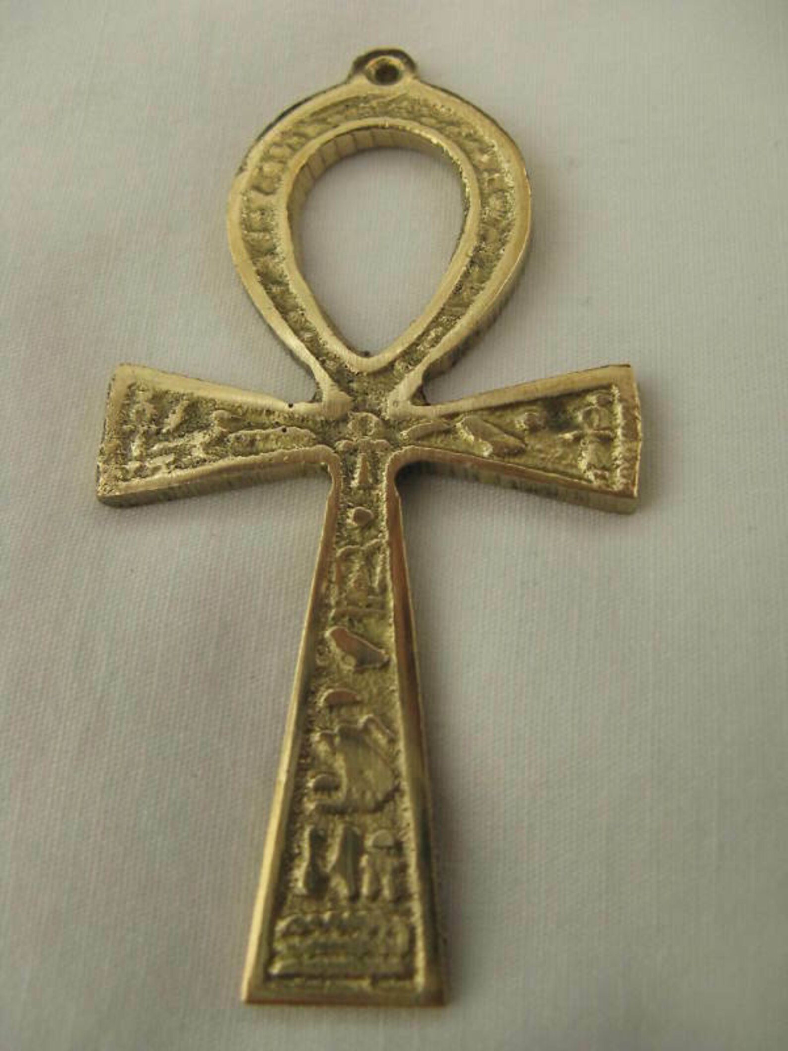 Egyptian Brass Ankh Key of Life Engraved Hieroglyphics Pendant - Etsy