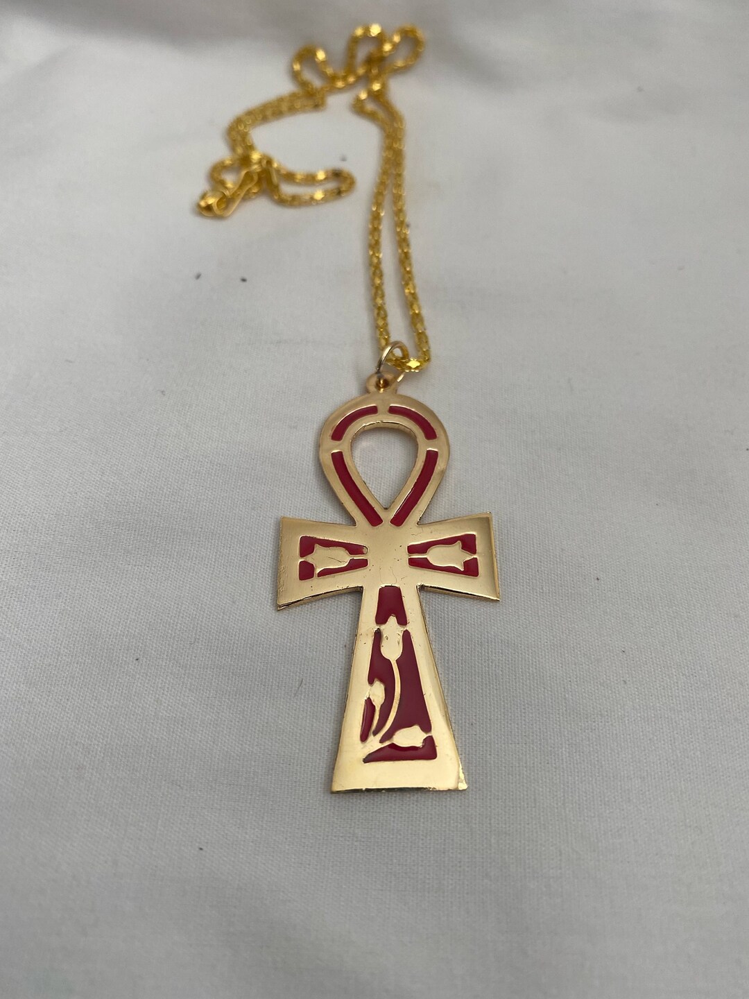 Egyptian Gold Plated Metal Ankh "key of Life" Necklace Chain 2.25 ...