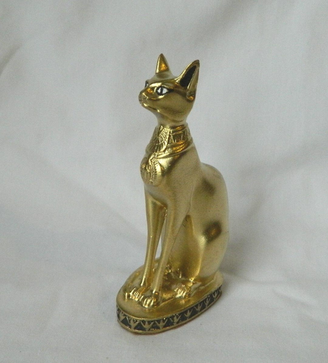 1 Egyptian Bastet Cat Resin Stone Statue Black 4" # 2049. Gold / Black ...