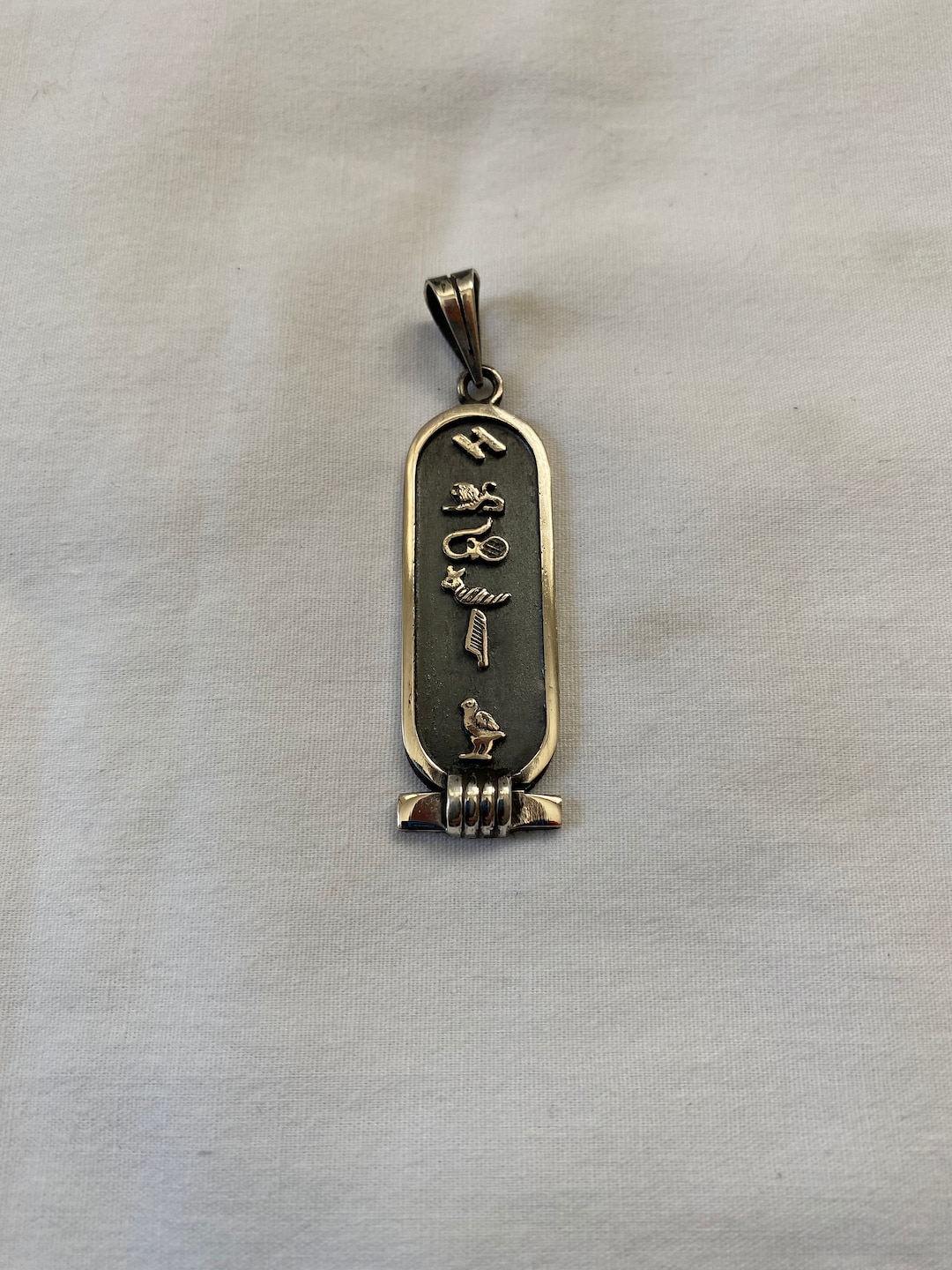 Egyptian Personalized Name Silver Solid Oxidized Cartouche in ...