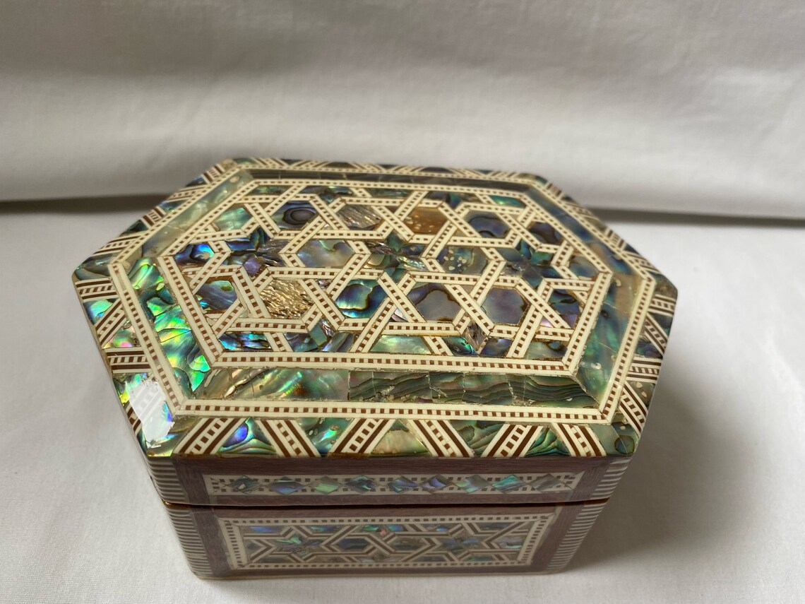 Egyptian Inlaid Paua Shell Stars Hexagonal Jewelry Box - Etsy