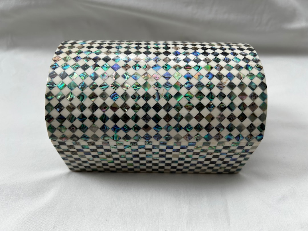 Egyptian Inlaid Treasure High End Paua Shell Jewelry Box # 539 Black ...