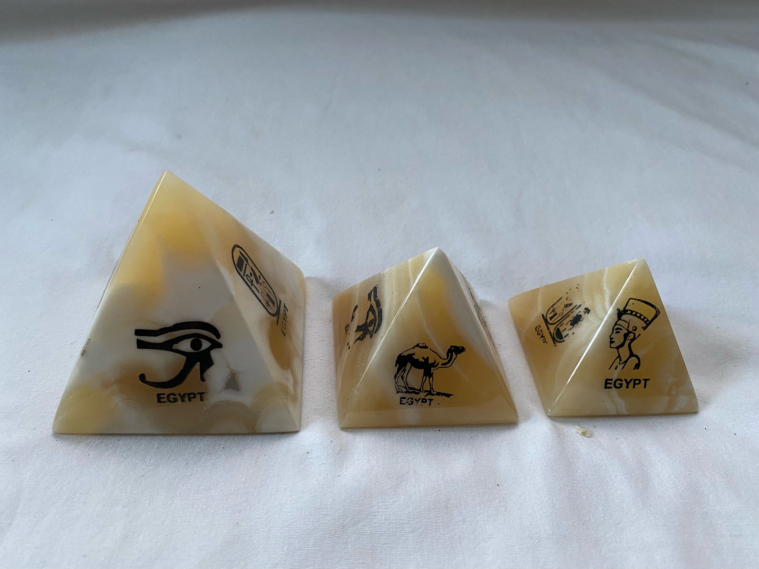 Egyptian Alabaster Stone Pyramid Set Handmade Plain or With | Etsy