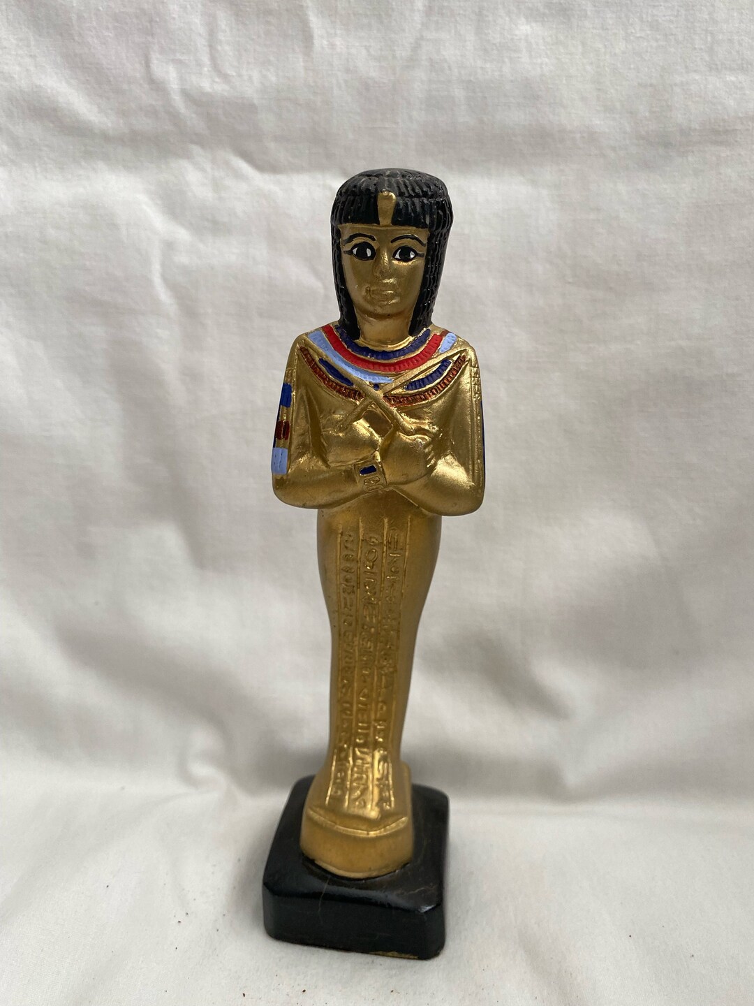 Egyptian King Tut Gold on Black Base Resin Stone Statue Figurine 7.25 ...