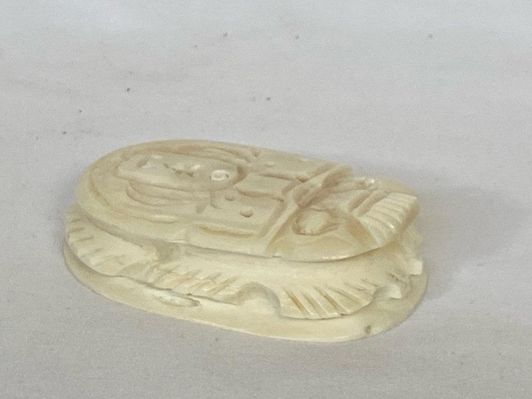Egyptian Camel Bone Hieroglyphics Scarab Beetle Good Luck White Hand ...