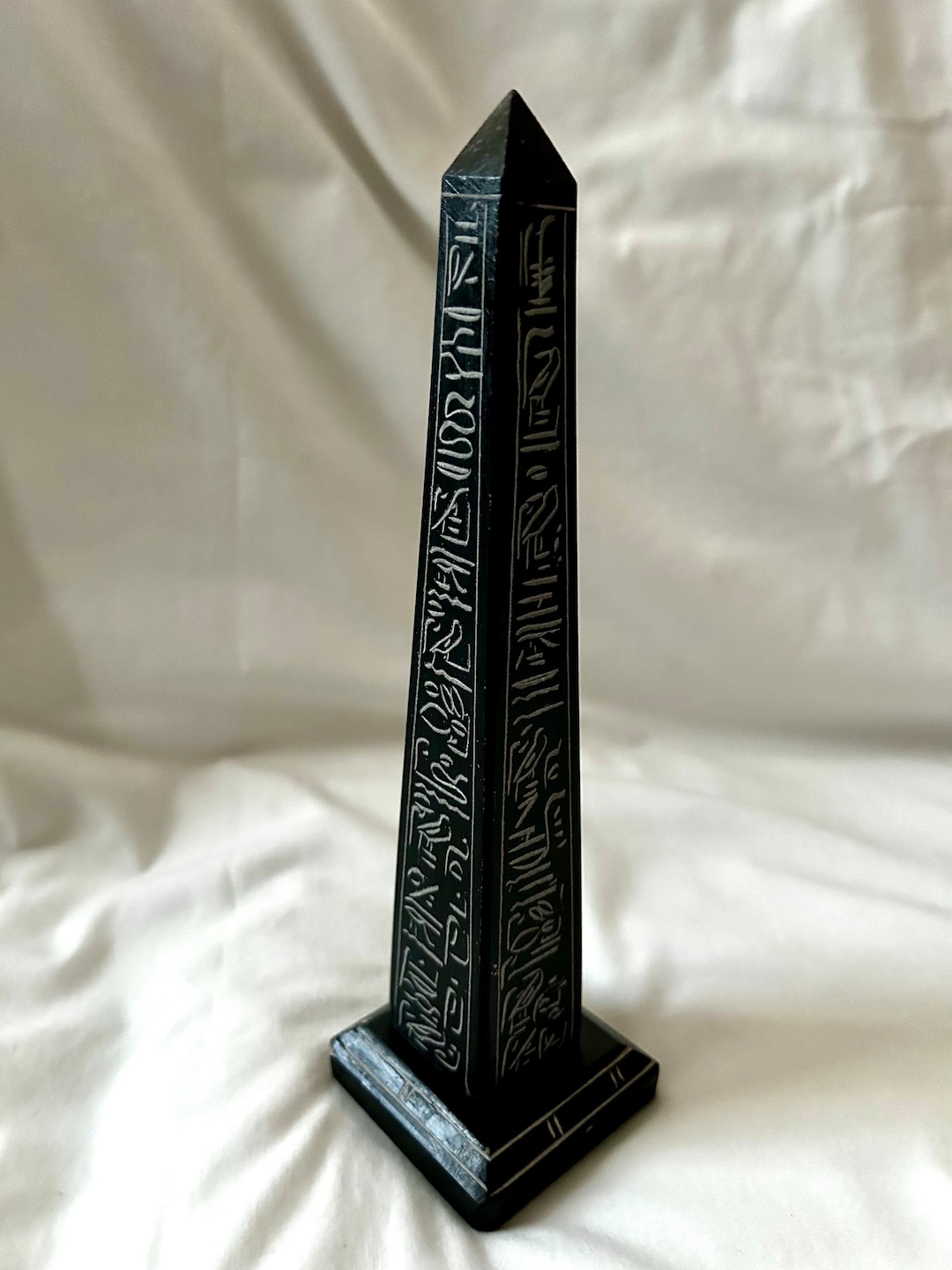 Egyptian Basalt Black Obelisk Handmade With Engraved Hieroglyphics 8 ...