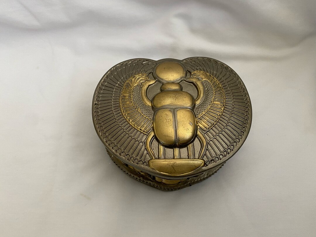 Egyptian Scarab "good Luck" Resin Jewelry Box Bronze Handmade With ...