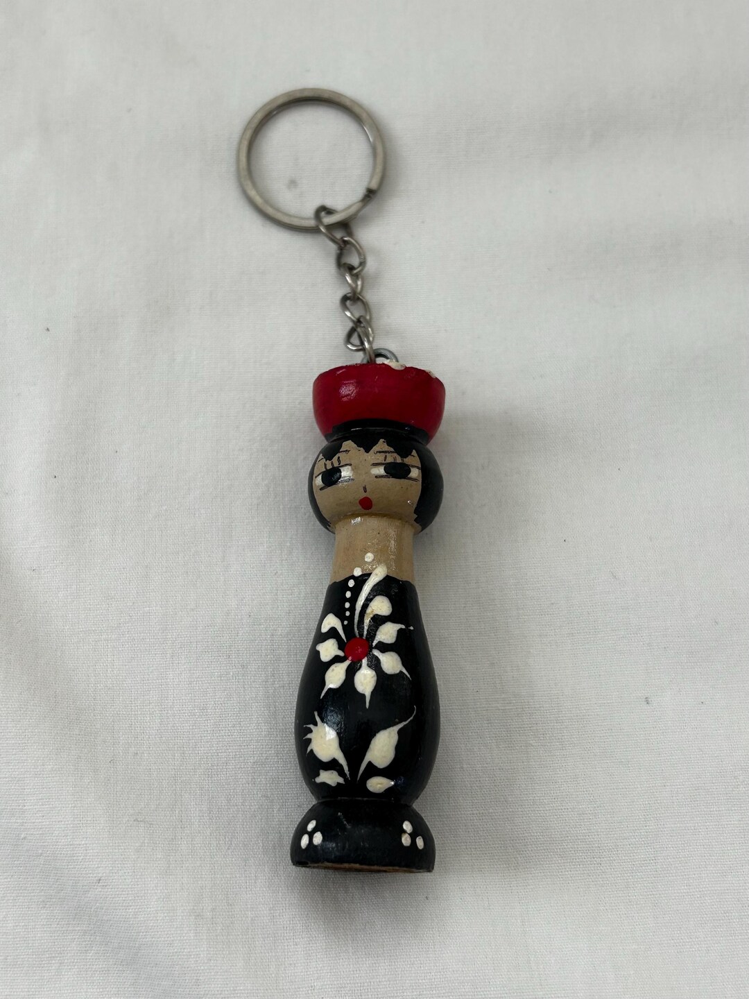 Egyptian Wood Figurine Red / Brown / Green 5" - Metal Plated Ankh Key ...