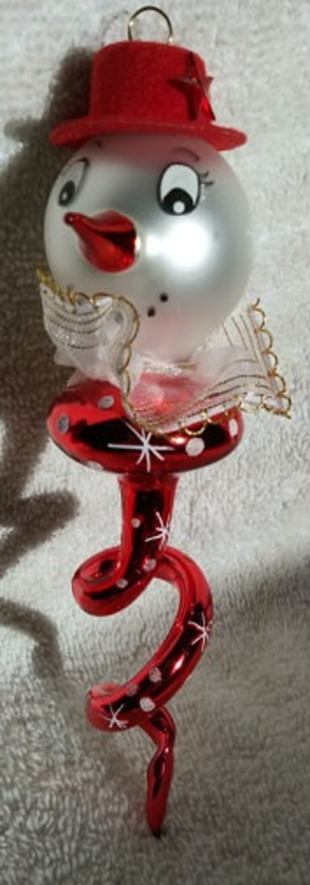 NEW Italian Blown Glass Snowman Twisty Icicle Christmas Ornament Frosty ...