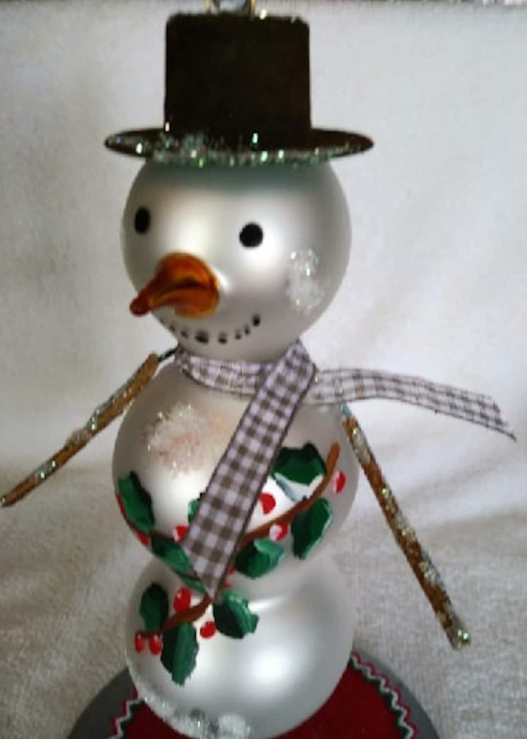 NEW Italian Blown Glass Snowman With Holly Christmas Ornament - Etsy