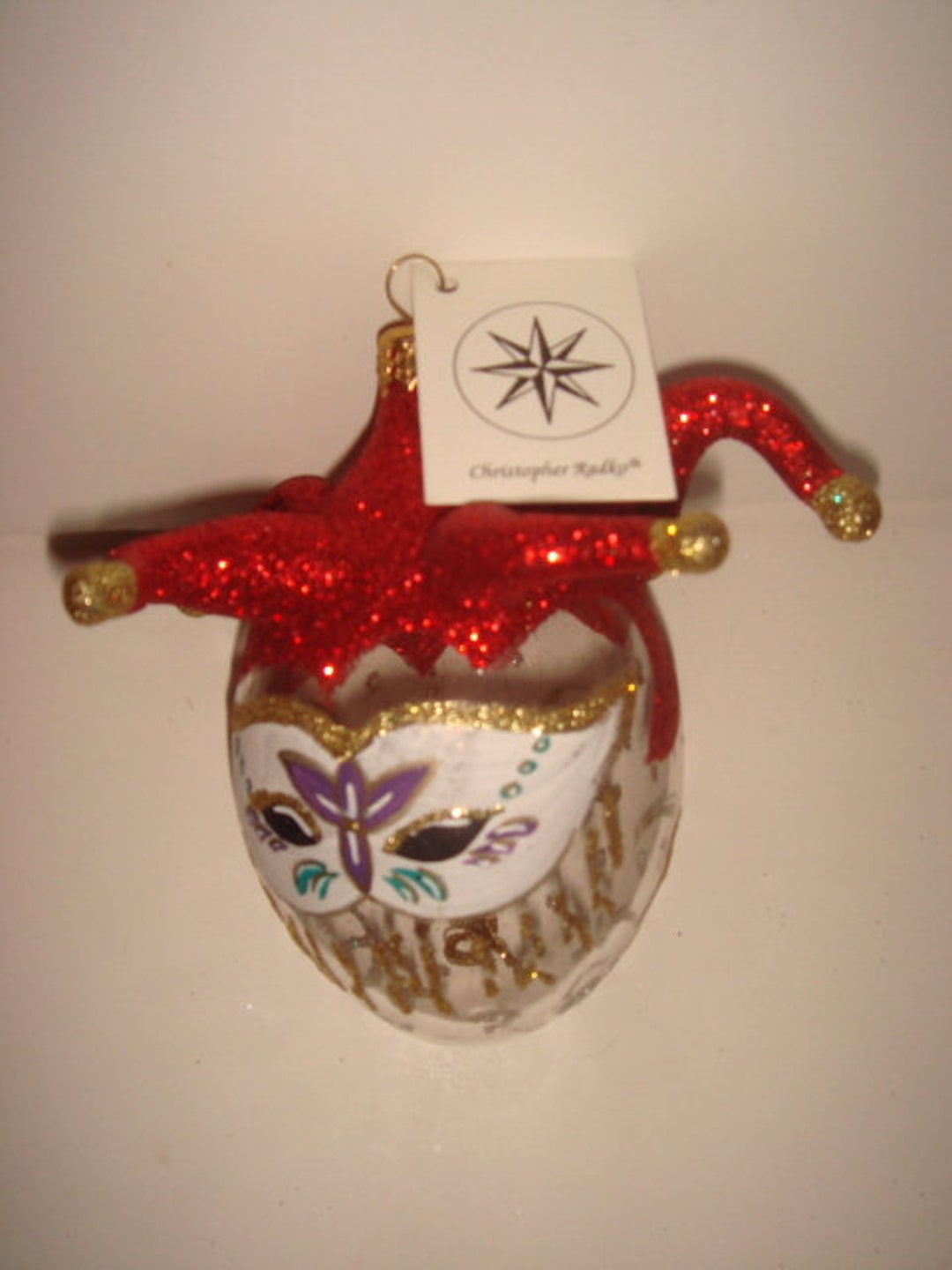 Rare 1992 Italian Blown Glass Christopher Radko Jester Ball Mari Gras ...
