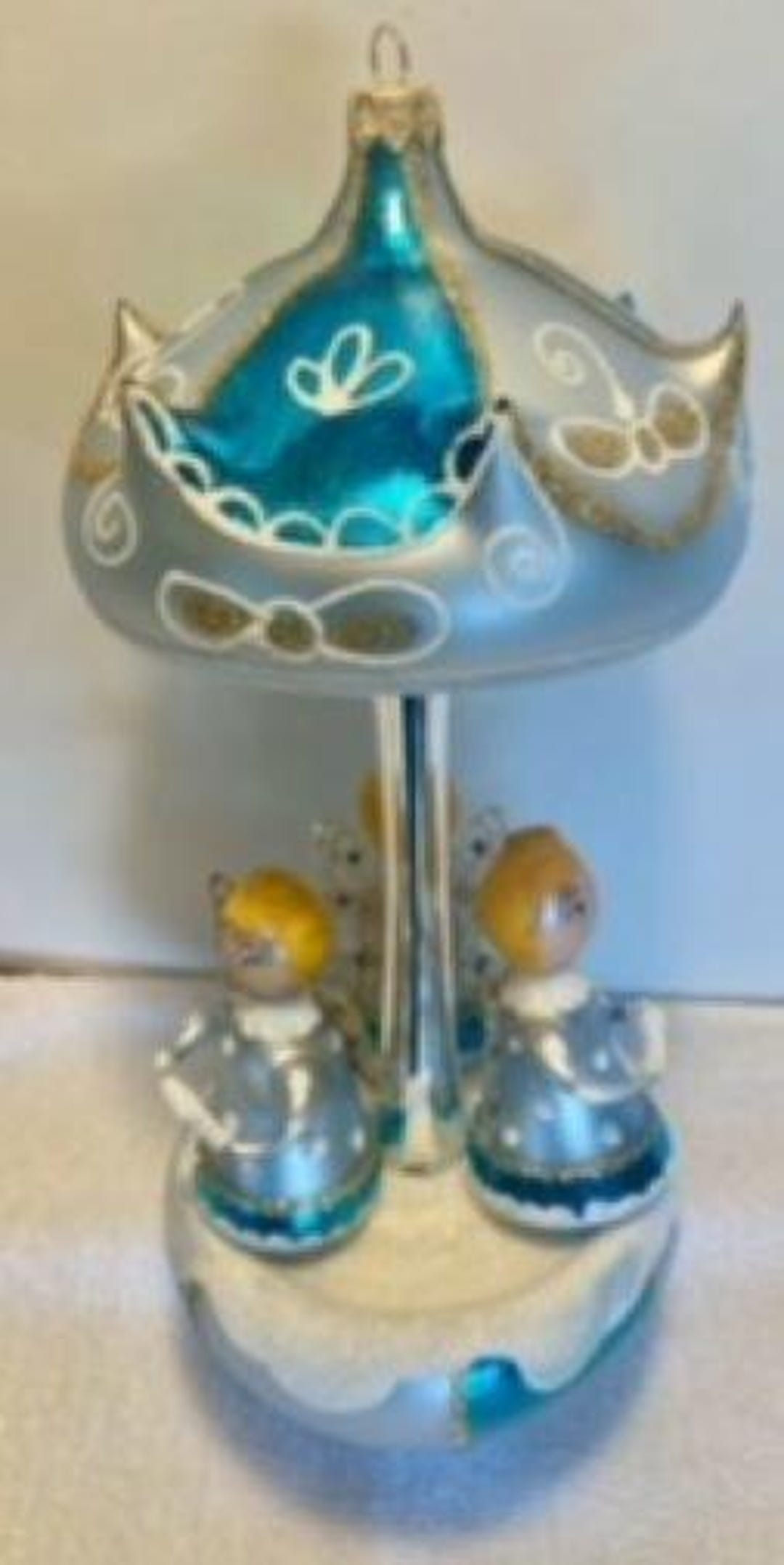 Beautiful New Italian Blown Glass Blue & Silver Angel Carousel ...