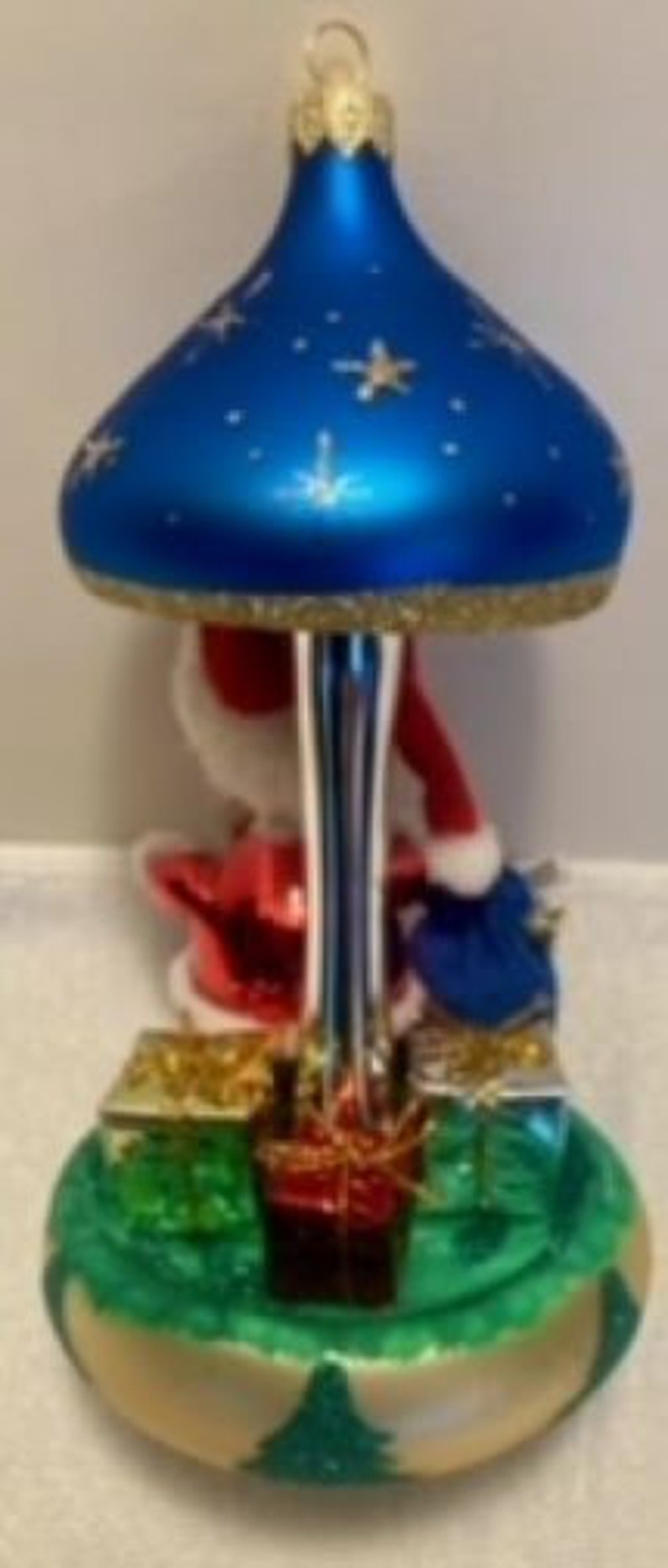 Beautiful New Italian Blown Glass Sitting Santa With Sack Mini Carousel ...